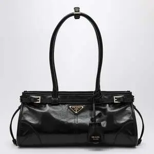 Prada Bonnie Medium Hand Bag In Calfskin Leather - Black