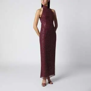 ROTATE BY BIRGER CHRISTENSEN Burgundy Beaded Maxi Dress - Red