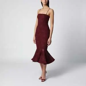 ROTATE BY BIRGER CHRISTENSEN Floral Mesh Ruffle Dress - Red