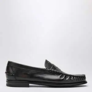 Prada Cognac Aged Leather Loafers - Black