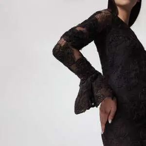 ROTATE BY BIRGER CHRISTENSEN 3d Floral Lace Mini Dress - Brown