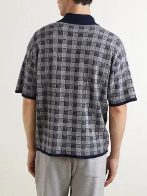 THE ELDER STATESMAN Checked Cashmere Polo Shirt