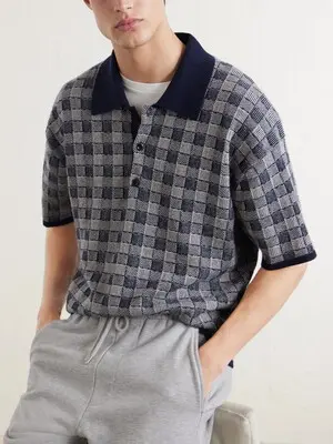 THE ELDER STATESMAN Checked Cashmere Polo Shirt