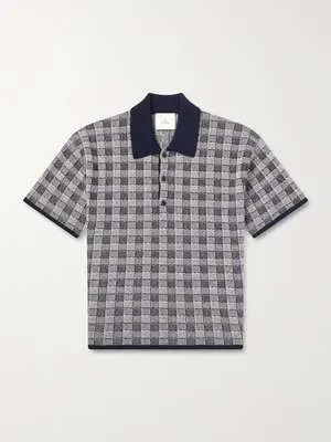 THE ELDER STATESMAN Checked Cashmere Polo Shirt