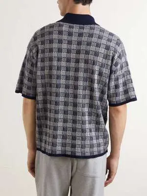 THE ELDER STATESMAN Checked Cashmere Polo Shirt