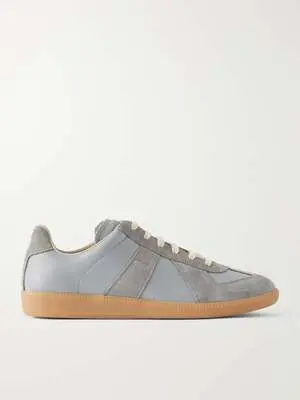 MAISON MARGIELA Replica Suede-trimmed Leather Sneakers - Gray