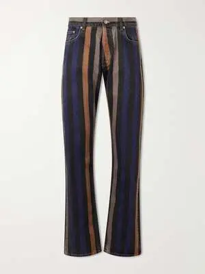 Versace Straight-leg Striped Jeans - Navy
