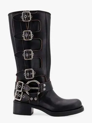 Miu Miu Leather Buckled Boots - Multicolor