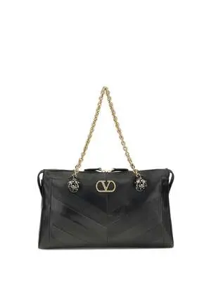 Valentino Garavani Panthea Chevron Medium Shoulder Bag - Black