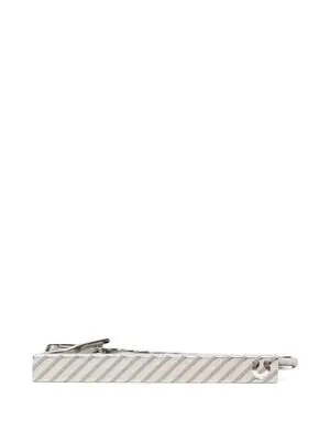 FERRAGAMO Guilloche Logo Engraved Tie Pin - Silver
