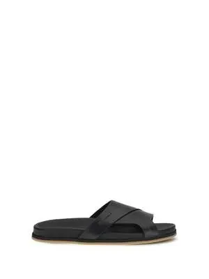 Santoni Leather Slippers - Black