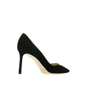 JIMMY CHOO Suede Pointed Toe High Heel Pumps - Black