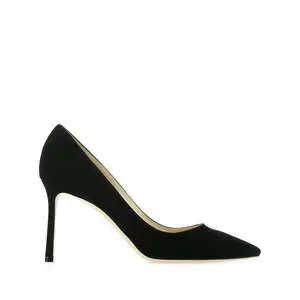 JIMMY CHOO Suede Pointed Toe High Heel Pumps - Black