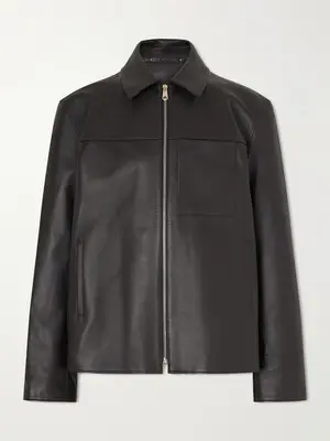 Paul Smith Leather Zip-up Jacket - Brown