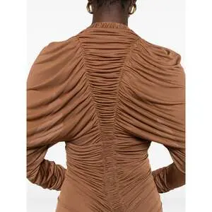 Christopher Esber Ruched V-neck Long Sleeve Mini Dress