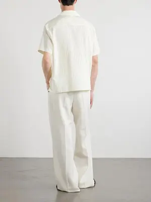 Versace Striped Cotton And Silk-blend Jacquard Shirt