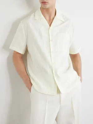 Versace Striped Cotton And Silk-blend Jacquard Shirt