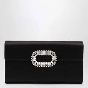 ROGER VIVIER Satin Pochette With Embellished Buckle - Black