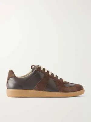 MAISON MARGIELA Replica Leather And Suede Sneakers - Brown