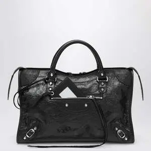 Balenciaga Le City Medium Bag In Arena Lambskin Leather - Black