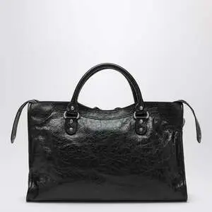 Balenciaga Le City Medium Bag In Arena Lambskin Leather - Black