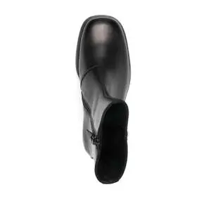 Our Legacy Calf Leather Square Toe Zip Up Boots - Black