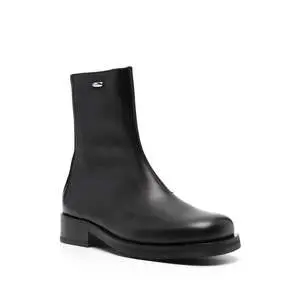 Our Legacy Calf Leather Square Toe Zip Up Boots - Black