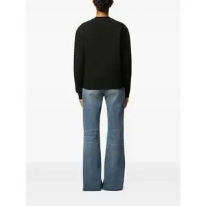 AMI Paris Organic Cotton Fleece Sweatshirt With Chest Embroidery - Black