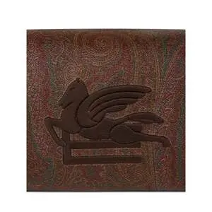 Etro Paisley Jacquard Pouch With Pegaso Logo Embroidery - Brown
