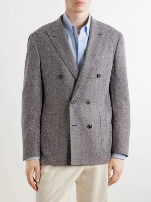 Canali Kei Herringbone Wool And Cashmere-blend Suit Jacket