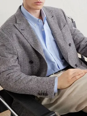 Canali Kei Herringbone Wool And Cashmere-blend Suit Jacket