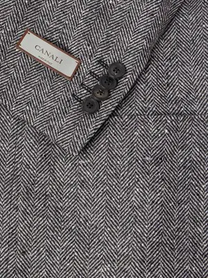 Canali Kei Herringbone Wool And Cashmere-blend Suit Jacket