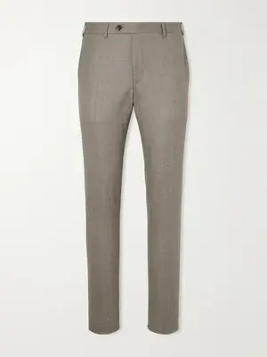 Canali Slim-fit Wool Flannel Trousers - Gray