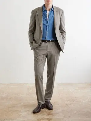 Canali Slim-fit Wool Flannel Trousers