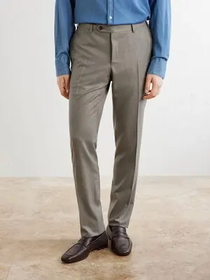 Canali Slim-fit Wool Flannel Trousers