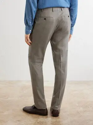 Canali Slim-fit Wool Flannel Trousers