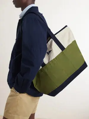 DRAKE'S Color-blocked Canvas Tote Bag