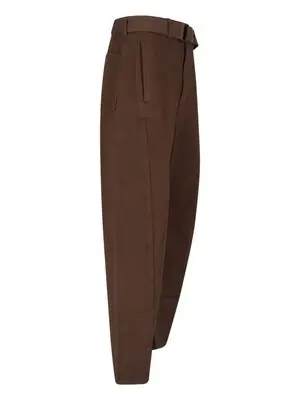 LEMAIRE Belted Wide Leg Trousers - Brown