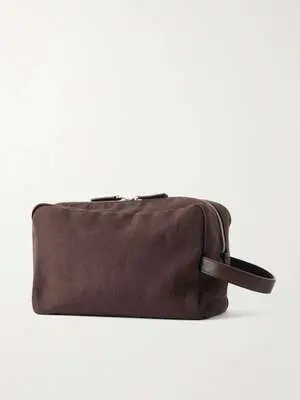 THE ROW Astra Leather-trimmed Canvas Wash Bag