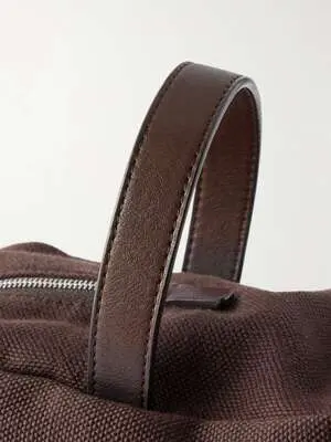 THE ROW Astra Leather-trimmed Canvas Wash Bag