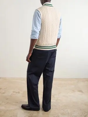 DRAKE'S Cricket Cable-knit Cotton And Cashmere-blend Vest