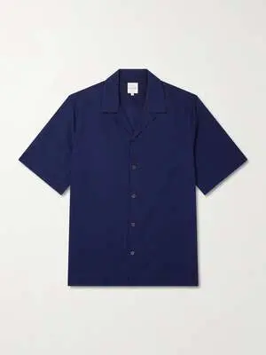 Paul Smith Camp-collar Cotton-seersucker Shirt - Navy