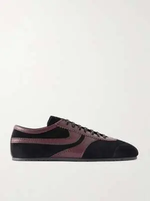 Dries Van Noten Leather-trimmed Suede Sneakers - Black
