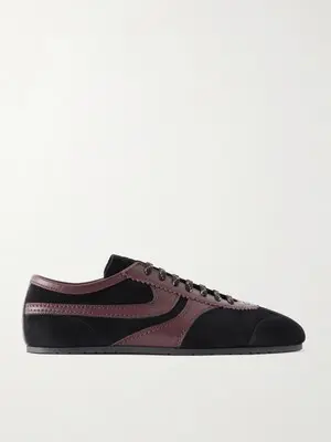 Dries Van Noten Leather-trimmed Suede Sneakers - Black