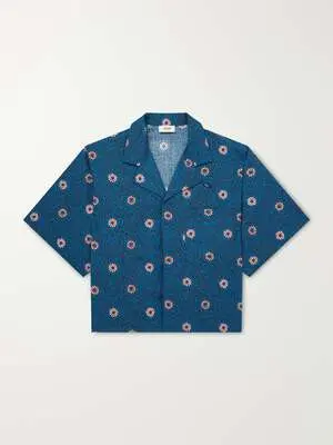 Celine Camp-collar Printed Cotton-taffeta Shirt