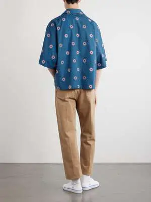 Celine Camp-collar Printed Cotton-taffeta Shirt