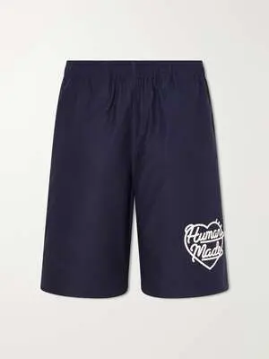 HUMAN MADE Straight-leg Logo-print Cotton-twill Shorts - Navy