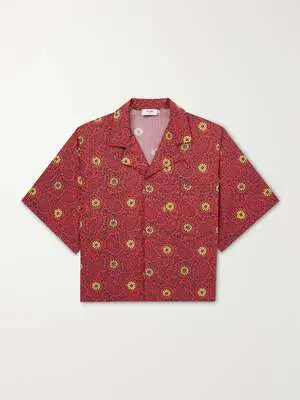 Celine Camp-collar Printed Cotton-taffeta Shirt - Red