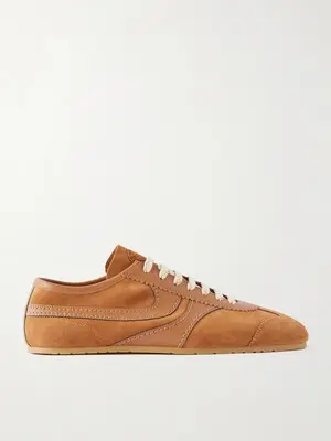 Dries Van Noten Leather-trimmed Suede Sneakers - Brown