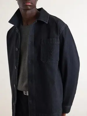 Saint Laurent Logo-embroidered Cotton Overshirt